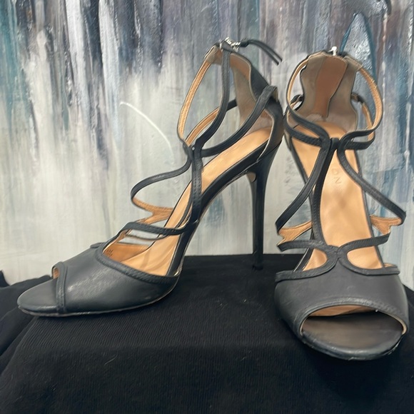Halston Heritage | Shoes | Halston Heritage Monica Black Leather Open ...